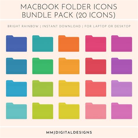 Bright Rainbow Folder Icons Folder Icon Color Pack Mac Os Systems