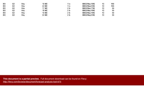 Forecast Analysis Tool Template Excel Xls