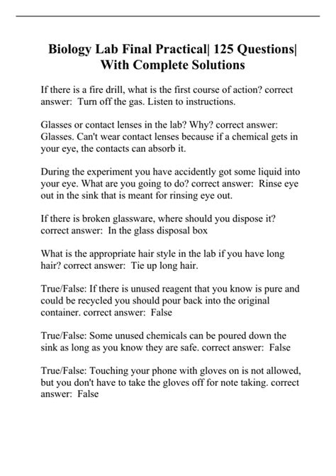 Biology Lab Final Practical Questions With Complete Solutions Bio Lab Stuvia US