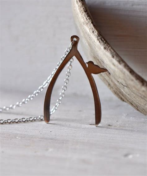 The Wishing Bird A Stainless Steel Wishbone And Tiny By Galejade Wishbone Necklace Jewelry