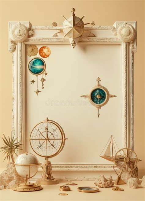 Frame With Compass Compass And Other Objects Stock Illustration Illustration Of Trendy Motif
