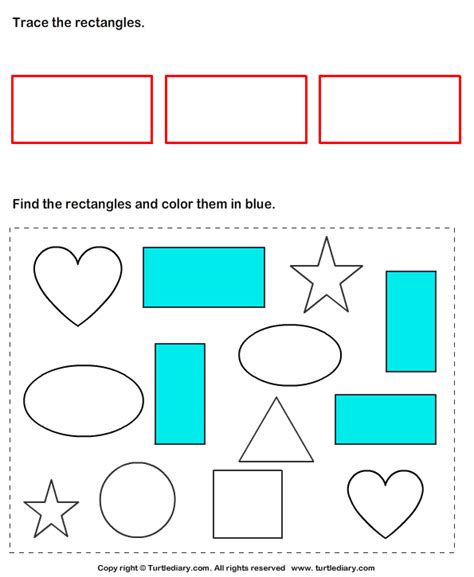 Trace Rectangles And Color Them Worksheet Turtle Diary
