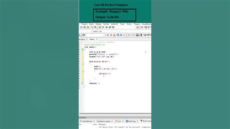 32 List Of Perfect Numbers C Program Shorts Shortvideo Coding
