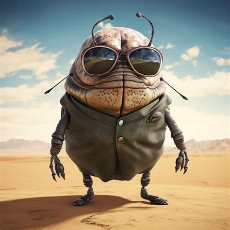 Premium Photo A Short Man Shaped Like Alian Beetle Bug With Suit