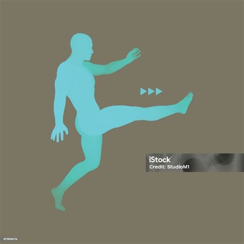 축구 선수입니다 스포츠 개념입니다 남자 인체 3d 모델입니다 스포츠 기호입니다 디자인 요소입니다 3 차원 벡터 그림입니다 3차원 형태에 대한 스톡 벡터 아트 및 기타 이미지