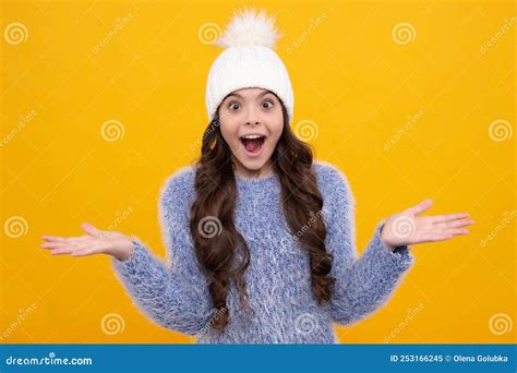 Teenager Girl With Winter Hat Over Isolated Yellow Background Winter Christmas Holidays New