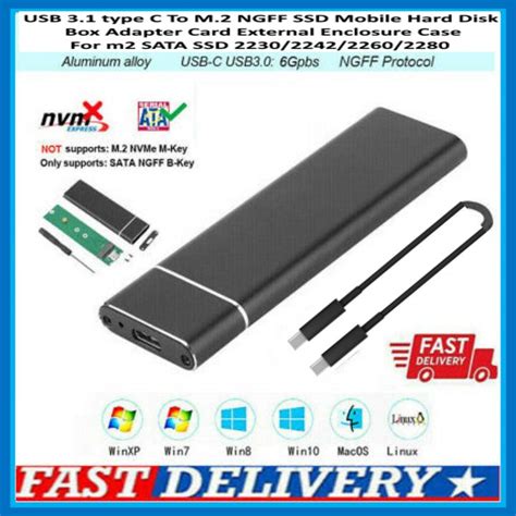 M 2 SSD USB 3 1 Type C Mobile Hard Disk Box Adapter M2 USB 3 1 Type C External Enclosure Case