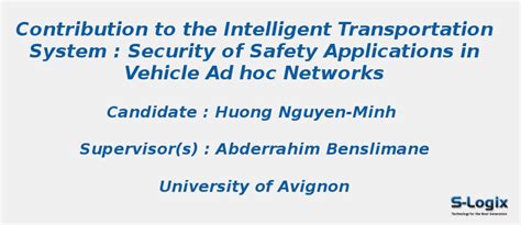 Contribution To The Intelligent Transportation Phd Thesis S Logix