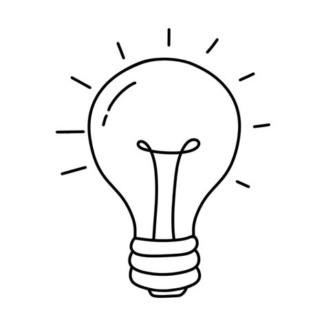 Light Bulb Outline Icon Doodle Vector Illustration Lighting Electric