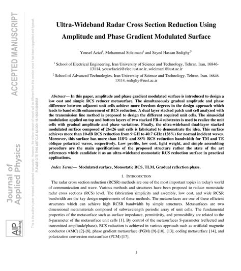 Pdf Ultra Wideband Radar Cross Section Reduction Using Amplitude And Phase Gradient Modulated
