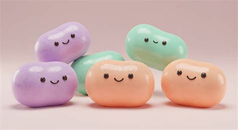 Cheerful Pastel Jelly Beans A Delightful 3d Render Stock Illustration Illustration Of Cute