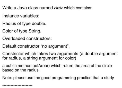 Solved Write A Java Class Named Circle Which Contains