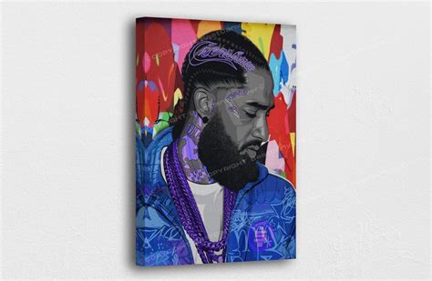 Nipsey Hussle Canvas Nipsey Hussle In Colorful Background Art Etsy