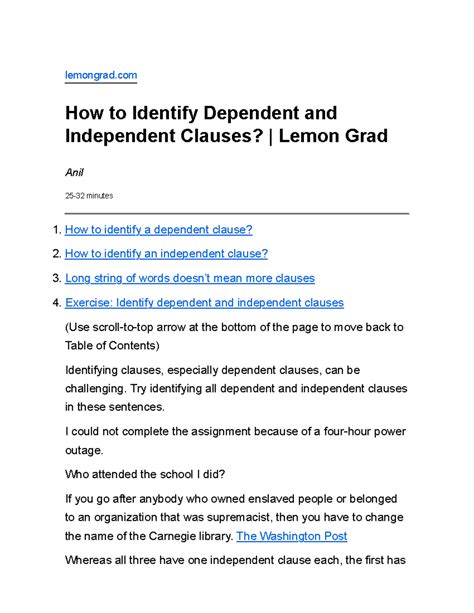 How To Identify Dependent And Independent Clauses Lemon Grad