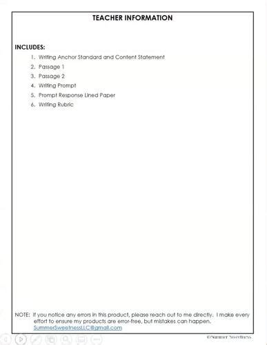 Informational Writing Prompt Assessment B Text Dependent Analysis Tda
