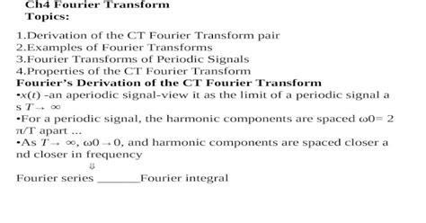 ppt 1 derivation of the ct fourier transform pair 2 examples of fourier transforms dokumen tips