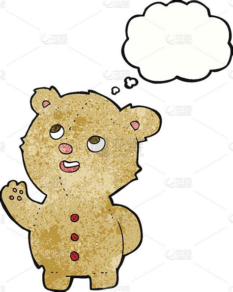 卡通可爱的泰迪熊与思想泡沫