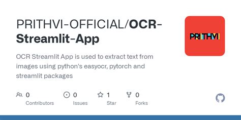 Github Prithvi Officialocr Streamlit App Ocr Streamlit App Is Used