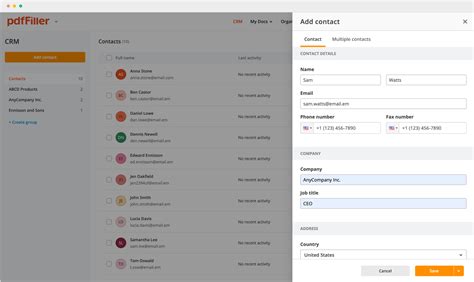 modify data in documents using crm pdffiller
