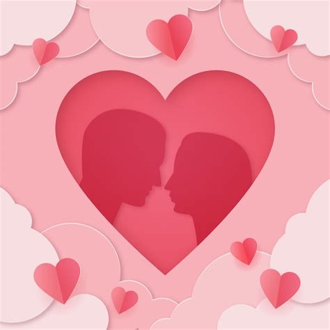 Шаблон фоторамки на день святого валентина в бумажном стиле Бесплатно векторы