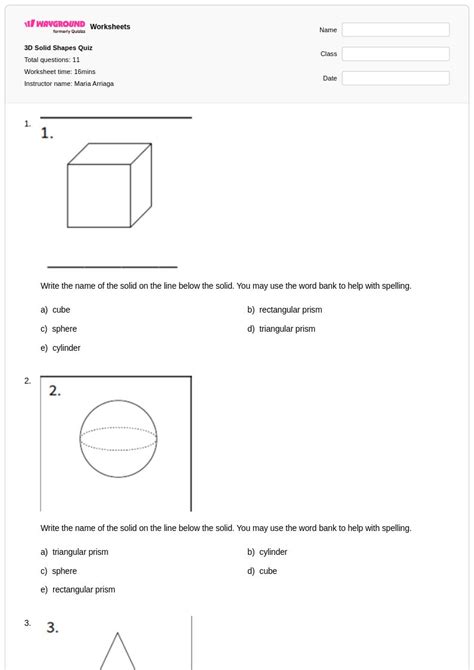50 Solid Shapes Worksheets For Class 2 On Wayground Free And Printable