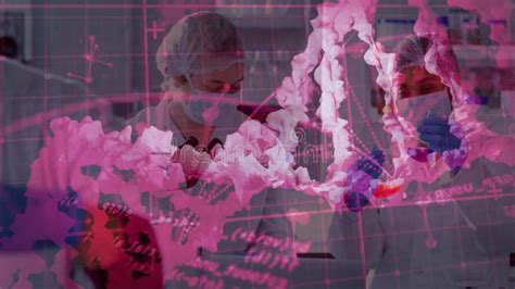 Two Women Scientists Collaborating On Lab Bench Examining Test Tube