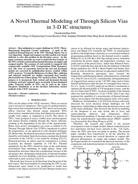 a novel thermal modeling of through silicon vias i pdf