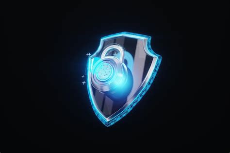 Premium Photo Shield And Lock With Fingerprint Hologram Fingerprint