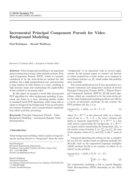 Pdf Incremental Principal Component Pursuit For Video Background Modeling