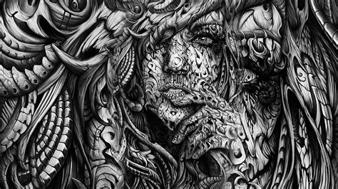 Face Hands Open Mouth Women Monochrome Black White Digital Art Artwork 3d Abstract