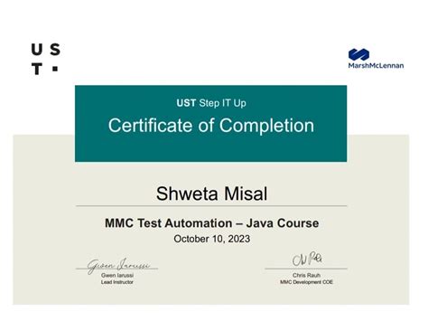 Marshmclennan Testautomation Java Selenium Certification Careerdevelopment Gratitude