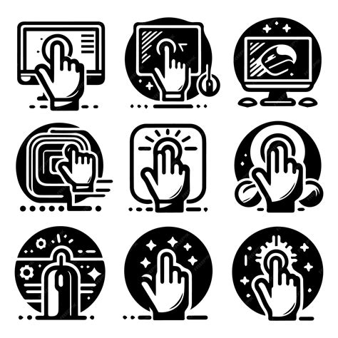 Silhouettes Hand Cursor Computer Mouse Click Pointer Clicking Cursor Icons Set Premium Ai