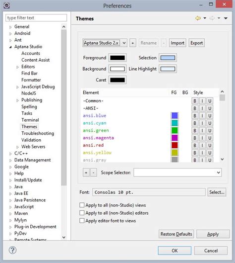 How To Change The Color Scheme In Aptana Studio Andis Tips