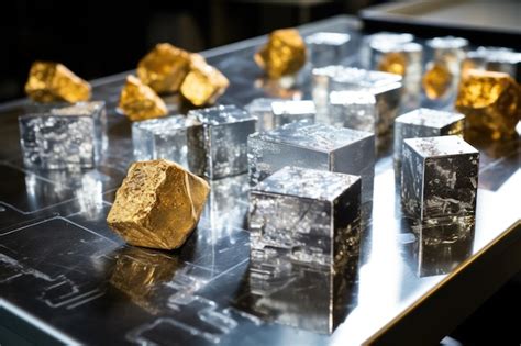 Premium Photo Metallic Cubes Representing Alien Artifacts On A Lab Table