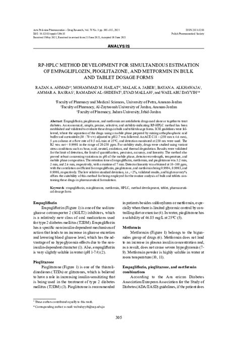 Pdf Rp Hplc Method Development For Simultaneous Estimation Of Empagliflozin Pioglitazone And