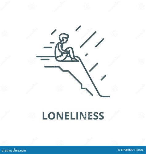loneliness vector line icon linear concept outline sign symbol stock vector illustration of