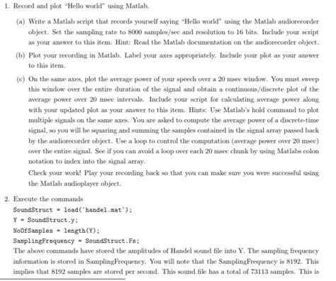 1 Record And Plot Hello World Using Matlab A