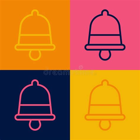 Pop Art Line Merry Christmas Ringing Bell Icon Isolated On Color
