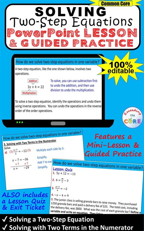Solving Two Step Equations Powerpoint Lesson And Practice Distance