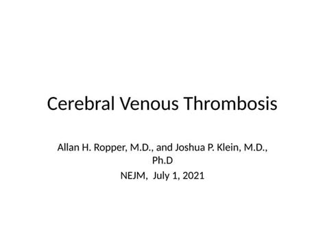 Cerebral Venous Thrombosis Journal Pptpptx