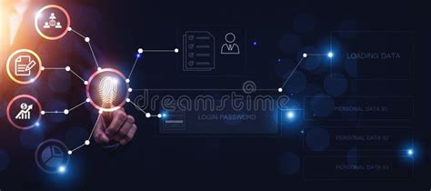 Businessman Finger Scan For Unlock Password For Security Information Concept Stock Image Image