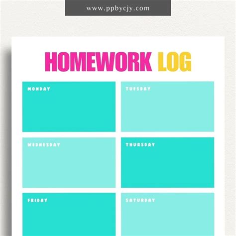 Homework Assignment Log Printable Template Track Tasks And Deadlines Homework Tracker Teacher