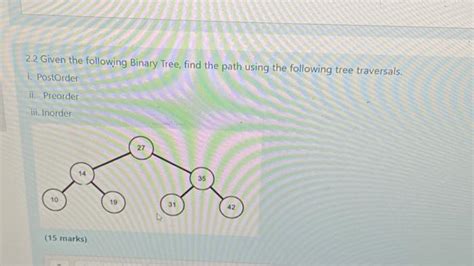 Solved 22 Given The Following Binary Tree Find The Path