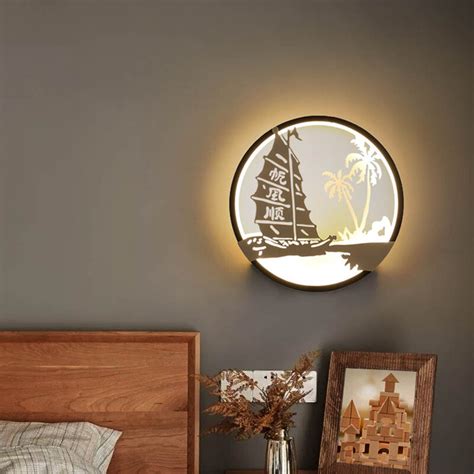 북유럽 현대 중국 스타일 라운드 벽 램프 집 장식 침실 침대 머리맡 야간 조명 거실 식당 서재용 벽 조명 야간 조명