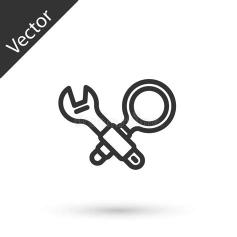 Grey Line Debugging Icon Isolated On White Background Debugging Tool