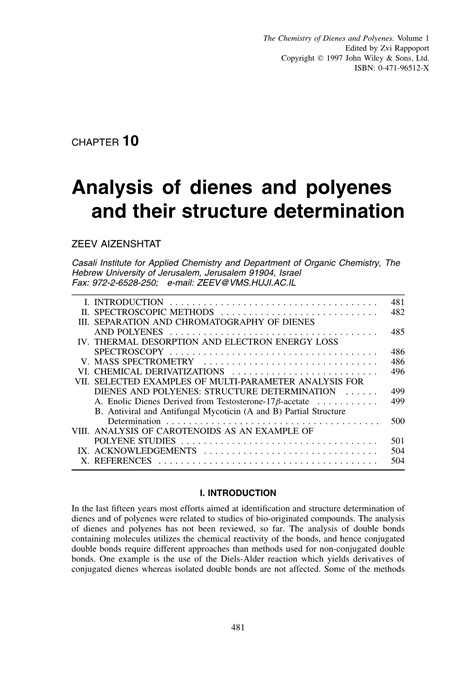 Analysis Of Dienes And Polyenes And Their Structure Determination Docslib