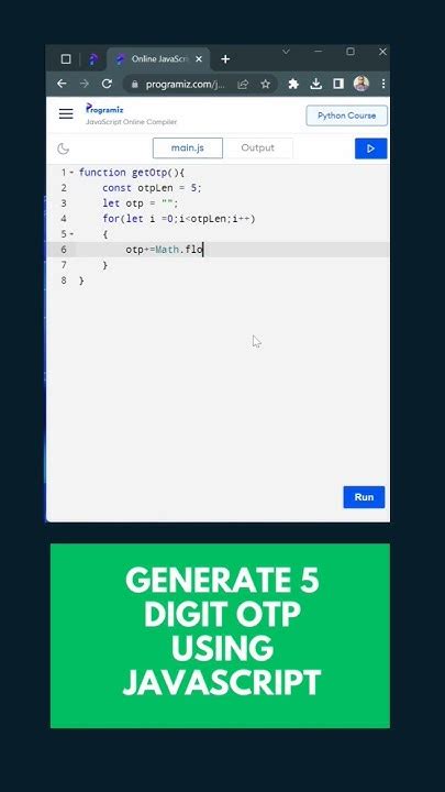 Generate 5 Digit Otpone Time Password Using Javascript Shorts