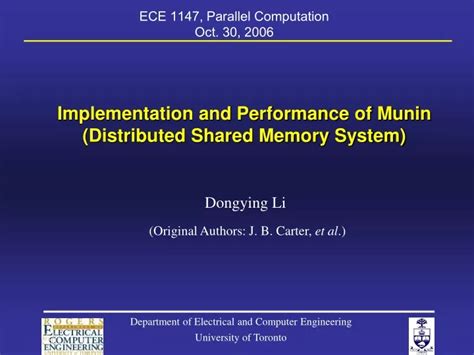 Ppt Implementation And Performance Of Munin Distributed Shared Memory System Powerpoint