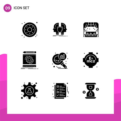 Stock Vector Icon Pack Of 9 Line Signs And Symbols For Prototyping Process Sheild Engineering