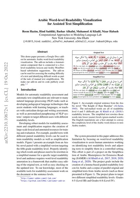 Pdf Arabic Word Level Readability Visualization For Assisted Text Simplification